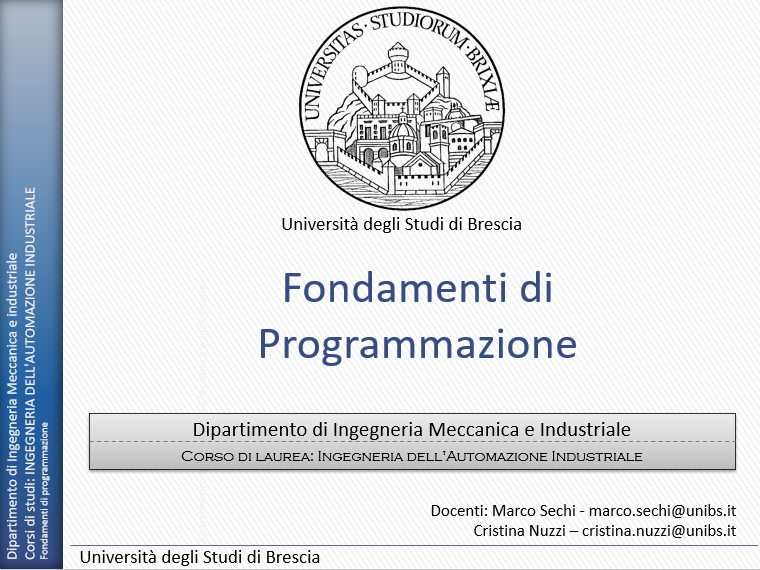 Fondamenti di programmazione - A.A. 2024 - 2025 - Prof. Marco SECHI